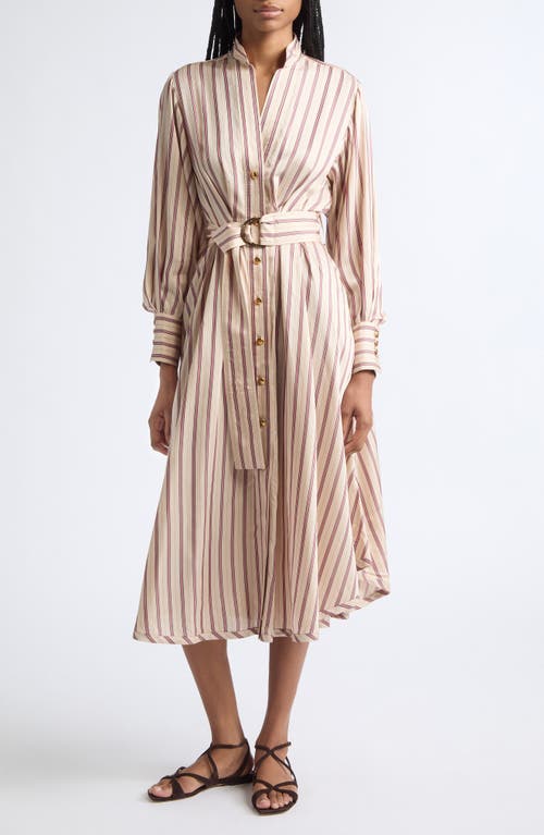ZIMMERMANN Zimmermann Valiant Stripe Long Sleeve Midi Shirtdress